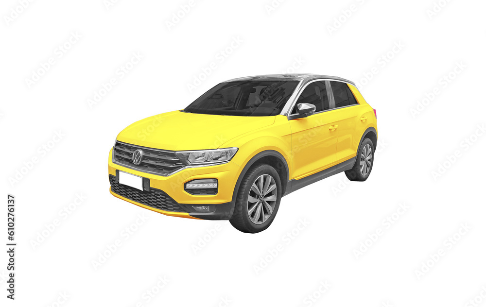 FRONT view of yellow car isolated on white, VOLKSWAGEN t-roc png ...