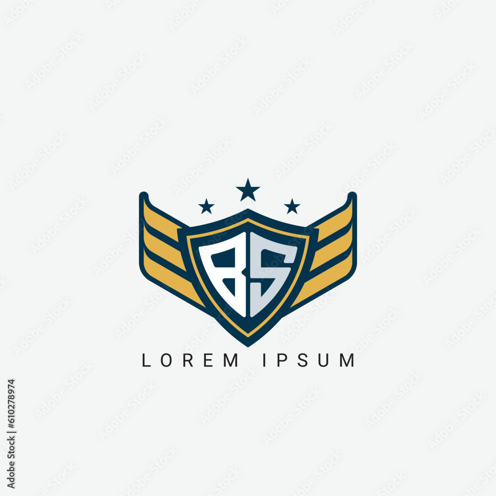 Luxury BS, SB Letter Wing with Shield Logo template Stock Vector ...