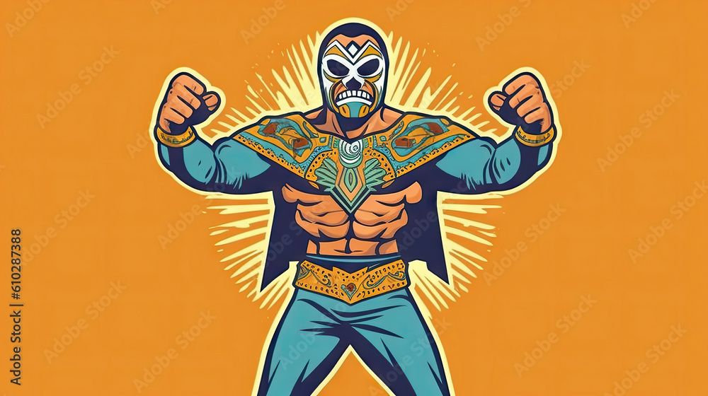 Mascot illustration of a male warrior Lucha Libre wrestling mask ...