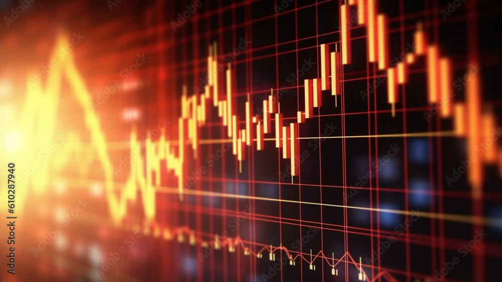 Recession, trade and downfall concept. Abstract falling red crisis ...