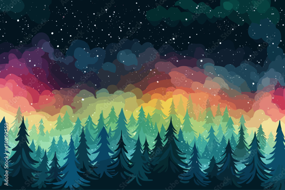 Doodle inspired Northern lights or auroras pattern pattern, cartoon ...