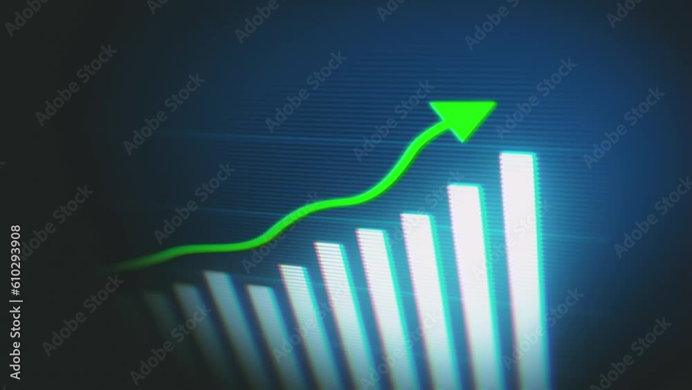 3d Screen Of Business Growth Stats Bars/ 4k animation of a 3d business ...