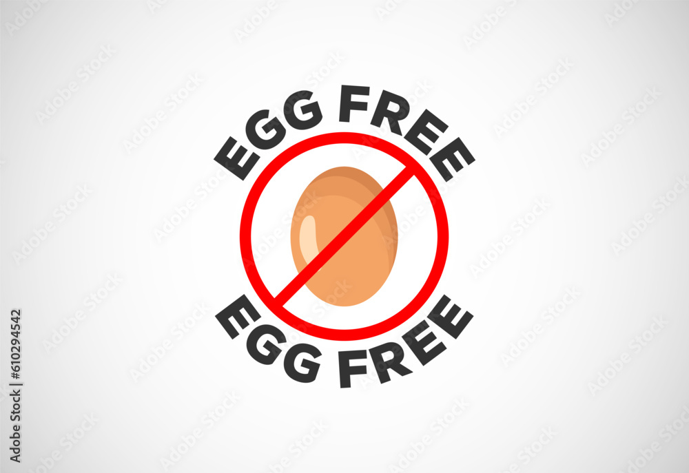 Egg free labels badge logo sign for food package seal. 100 percent egg ...