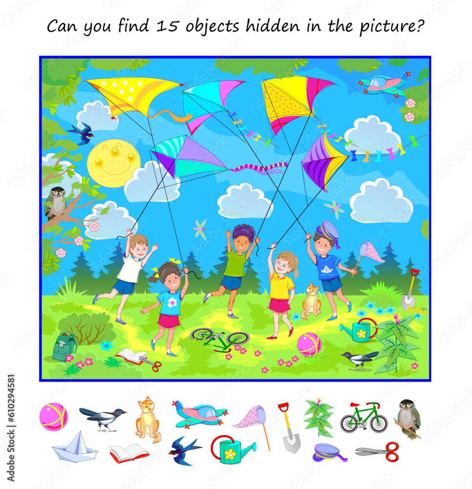 Can You Find 15 Objects Hidden In The Picture Logic Puzzle Game For