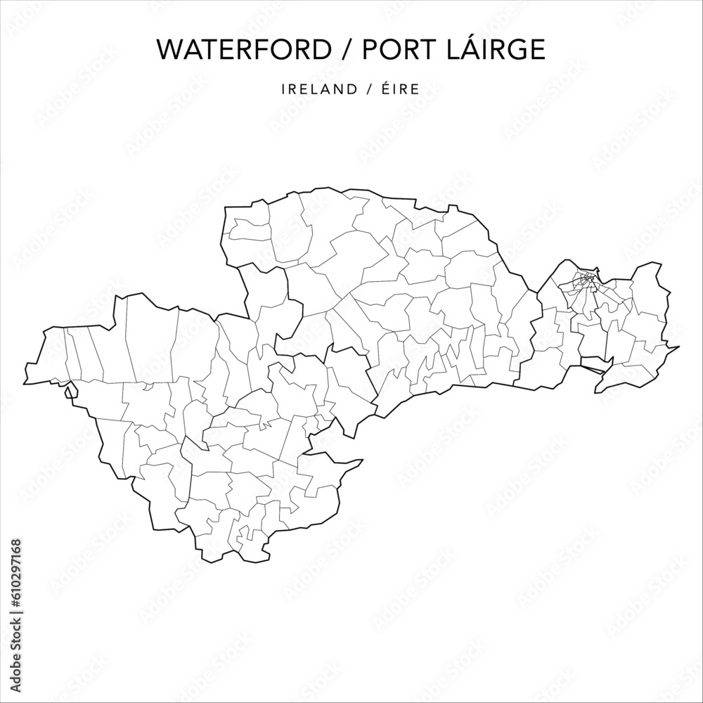 Vector Map of County Waterford (Contae Phort Láirge) with the ...