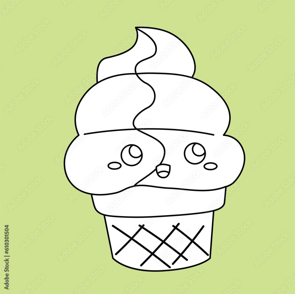 Cute Ice Cream Flavor Dessert Snack Doodle Cartoon Digital Stamp ...