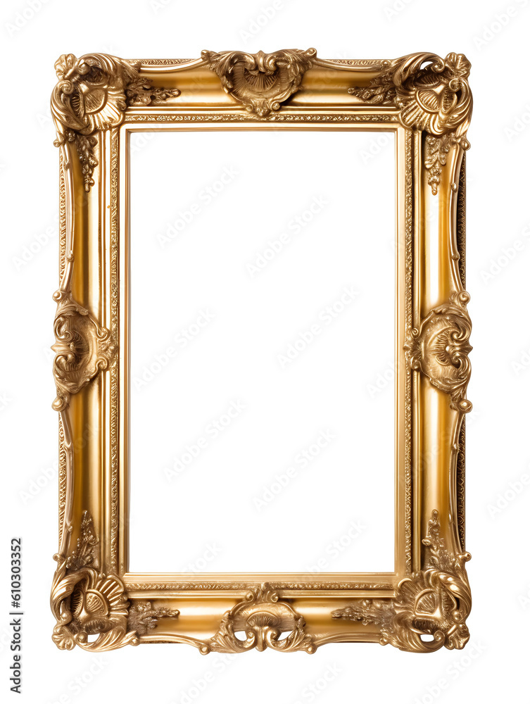 Gold Rectangle Decorative Picture Frame on Transparent Background. Png ...