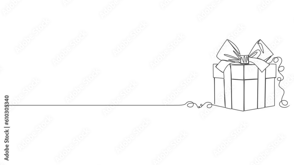 Wideo Stock: animated continuous single line drawing of gift box with ...