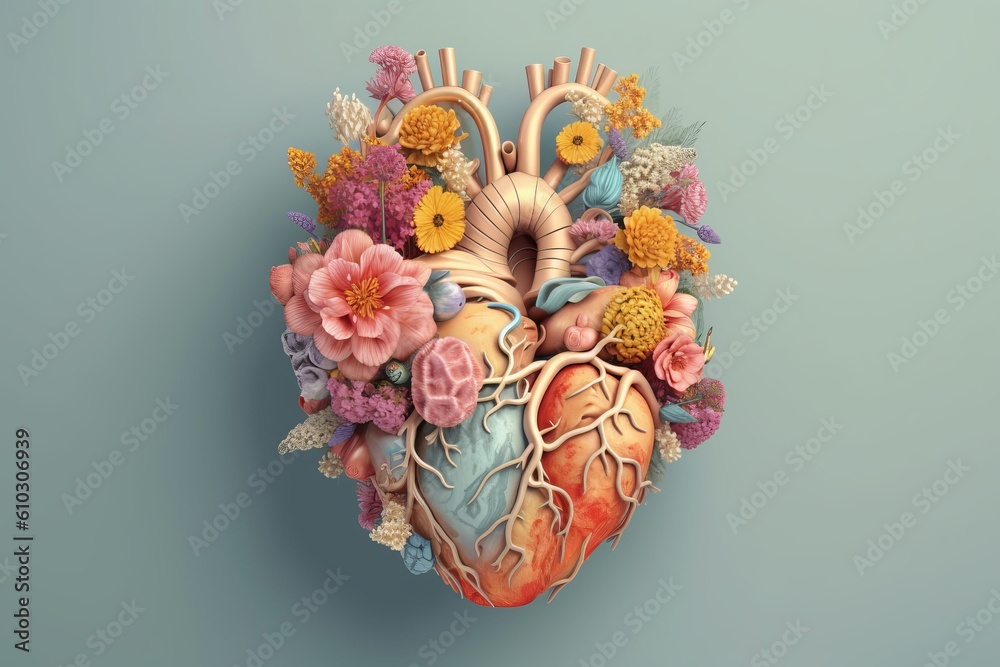 Human Heart made of flowers, healthy living, health heart, well being ...