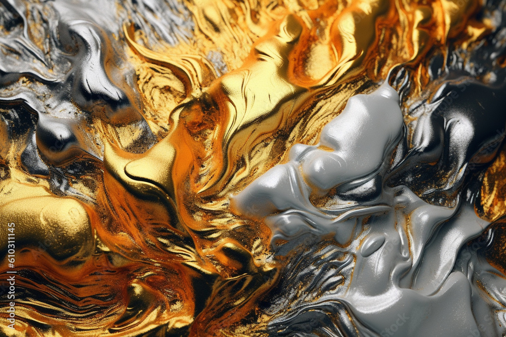 Molten gold and silver blend together in a harmonious dance of ...