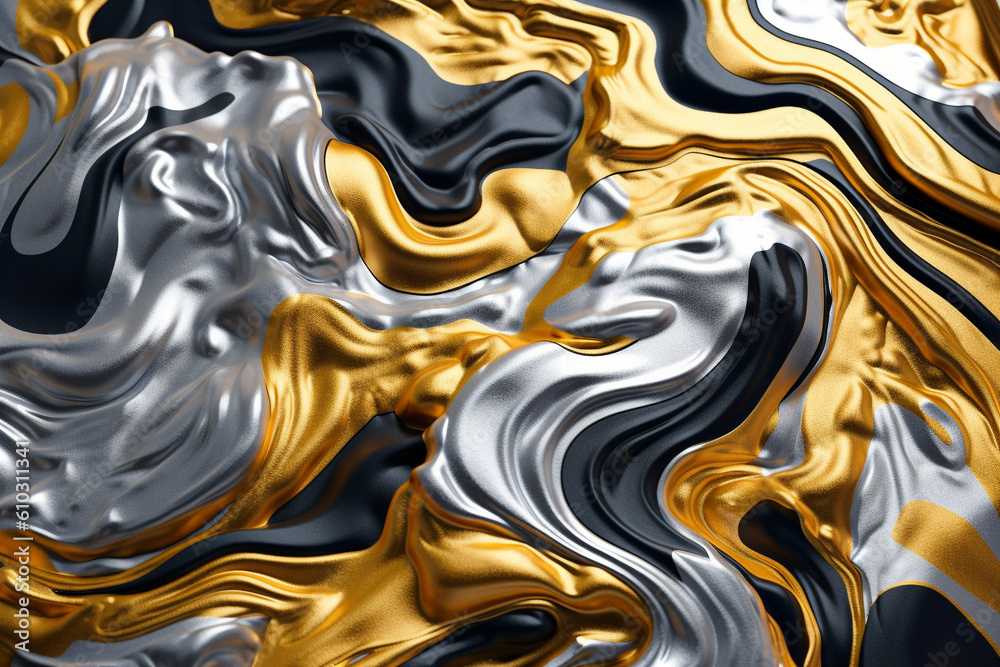Molten gold and silver blend together in a harmonious dance of ...