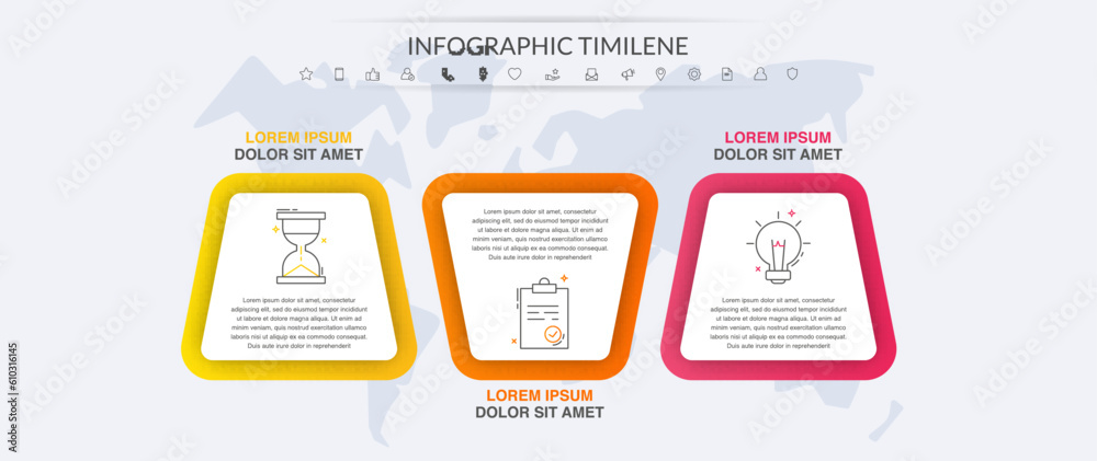 Vector infographics with 3 white quadrilaterals elements. Modern ...