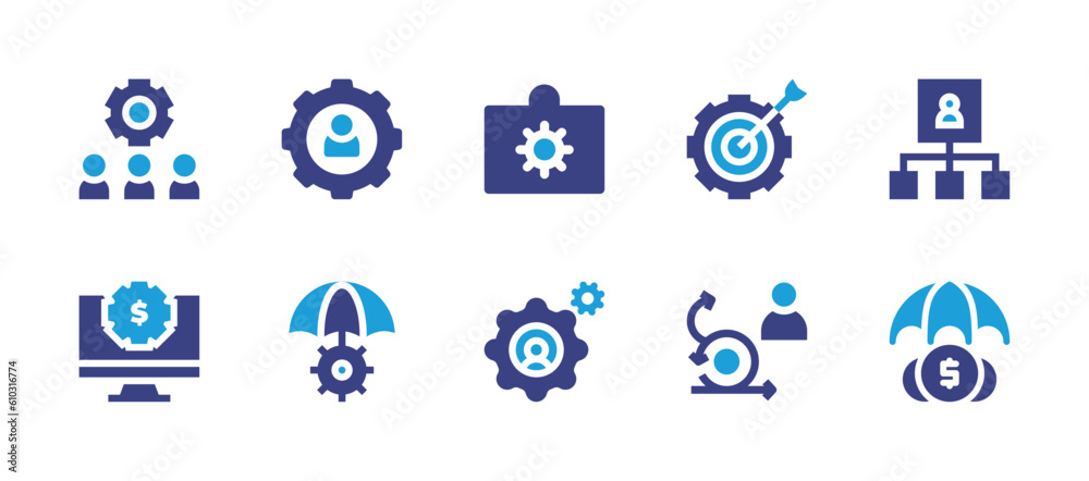 Business management icon set. Duotone color. Vector illustration ...