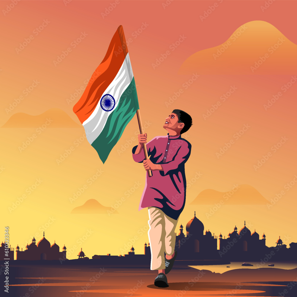 Proudly Celebrating India's National Festival-Vector Illustration of an ...