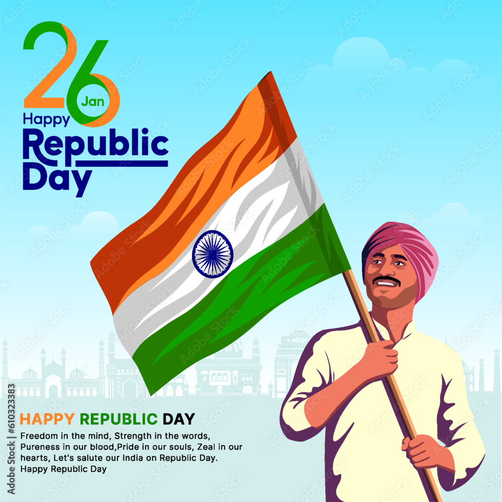 Indian Farmer Salute the Nation Celebrating 26 January Republic Day ...