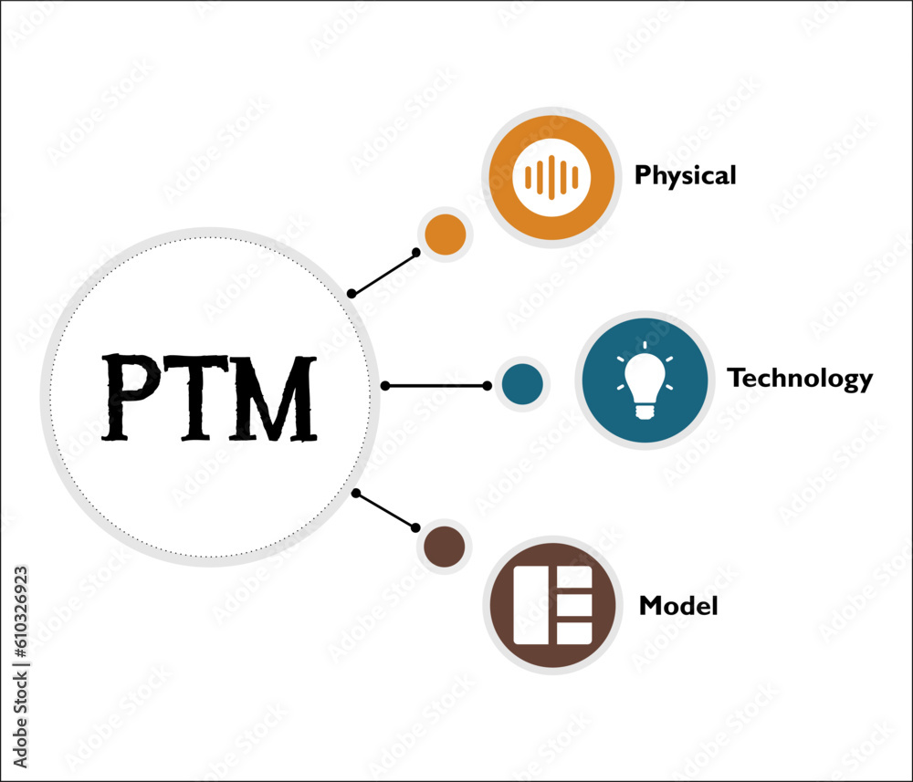 PTM - Physical Technology Model acronym. Infographic template with ...