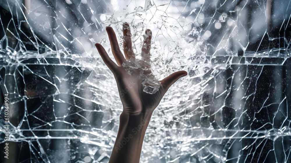 Breaking Barriers: An image of a hand breaking through a glass ...