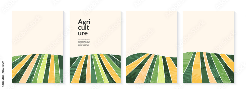 Abstract agriculture field or farm card background. Vineyard valley ...