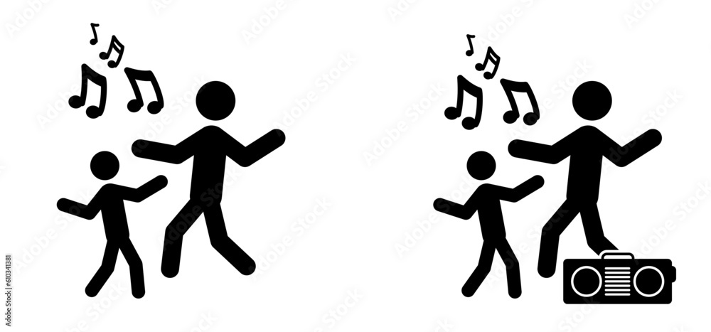 Cartoon walking, whistle, pipe, wander away symbol. Walk and singing ...