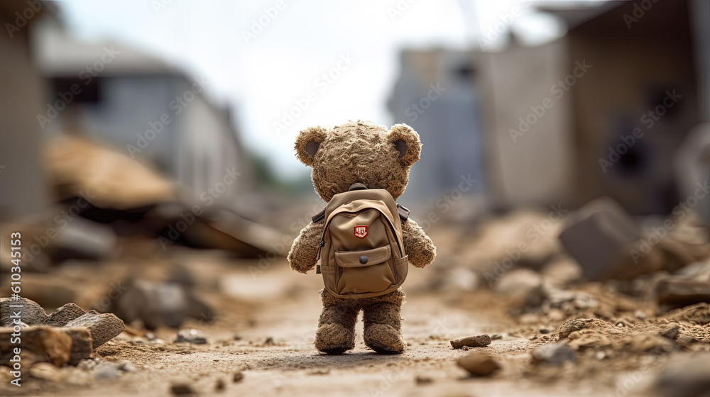 Award - winning professional shot from the Front a teddy bear a war ...