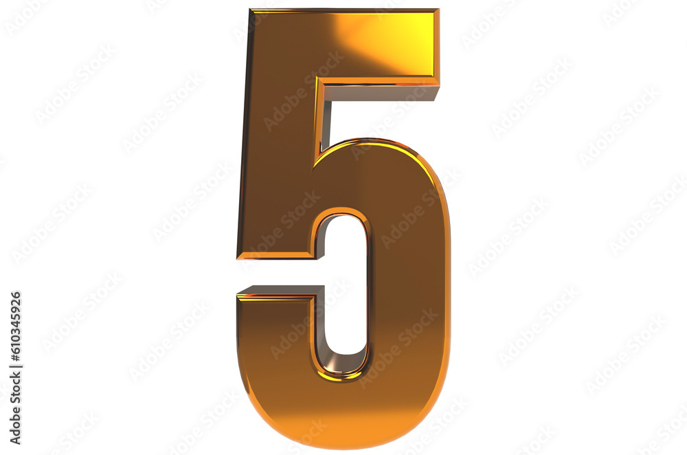 3d gold number 5 on transparent background PNG Stock Illustration ...
