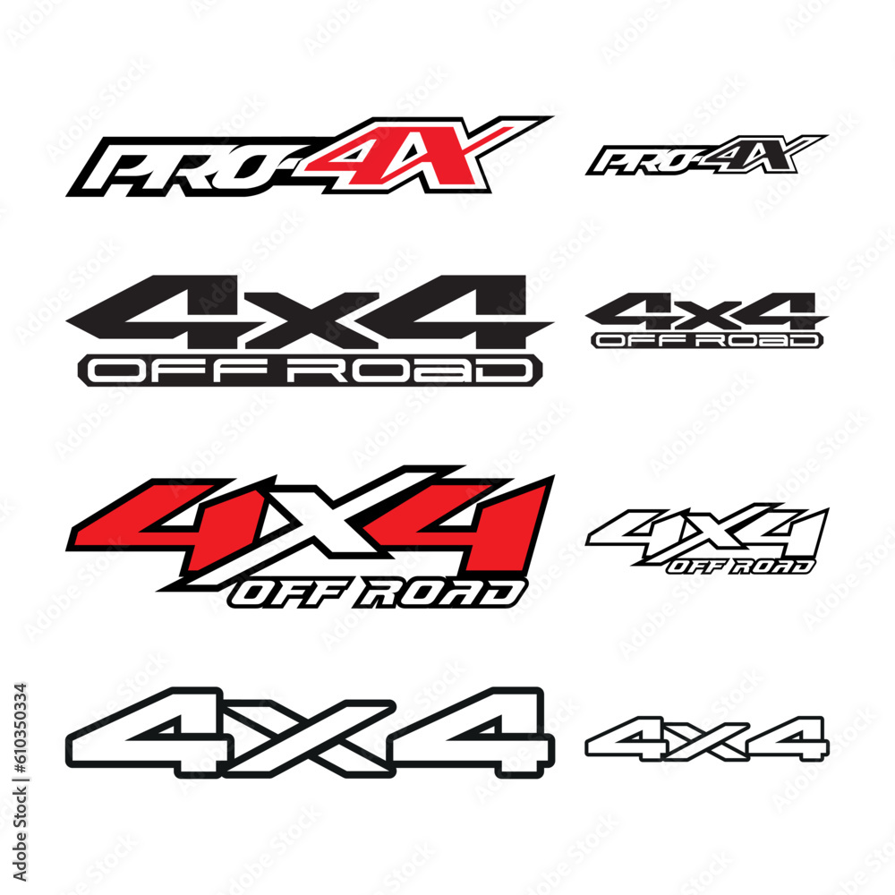 Four pack of 4x4 logos, for trucks, cars and all terrain vehicles, ideal for vinil cut Stock ...