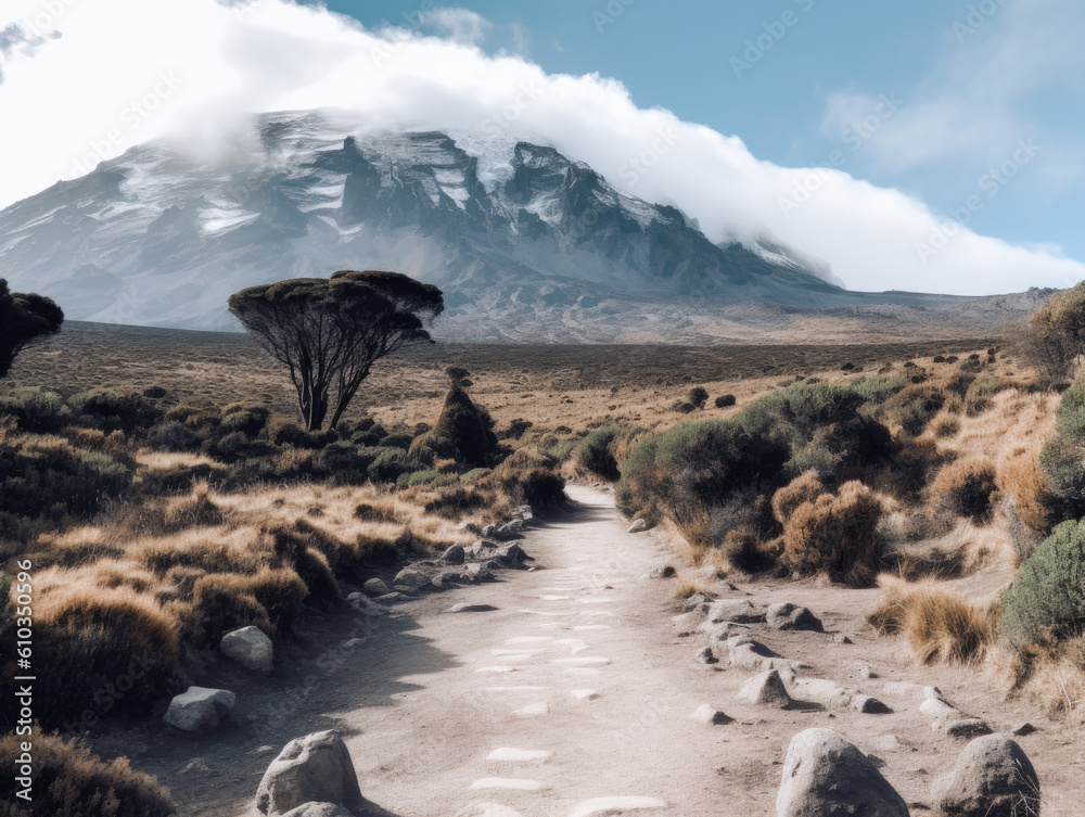 Beautiful view of the milky way over mount Kilimanjaro, Tanzania with ...