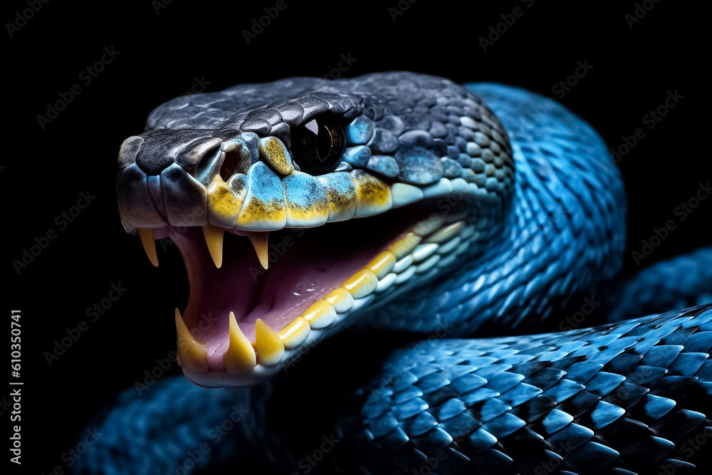 Cobalt Viper A sleek and agile reptile, its cobalt blue scales ...