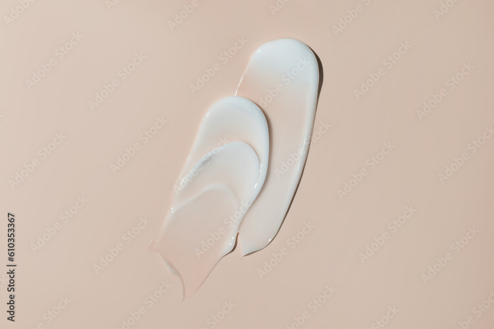 White cosmetic cream texture, skincare lotion swatch on pastel ...
