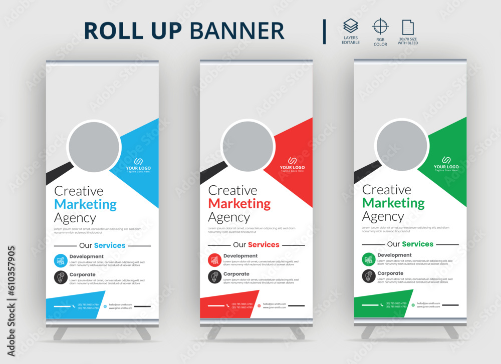 Roll up banner design print template, Roll up banner design template ...