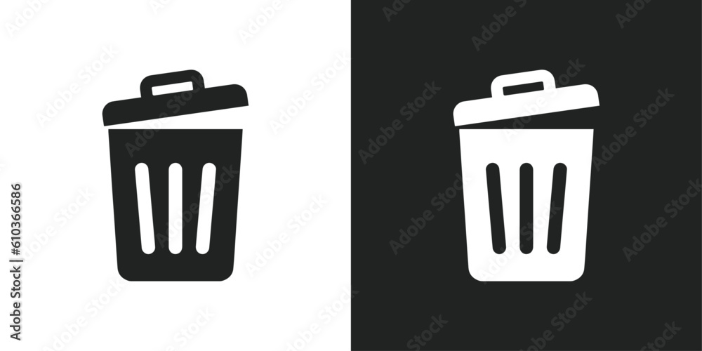 black and white trash bin vector design Stock Vector | Adobe Stock