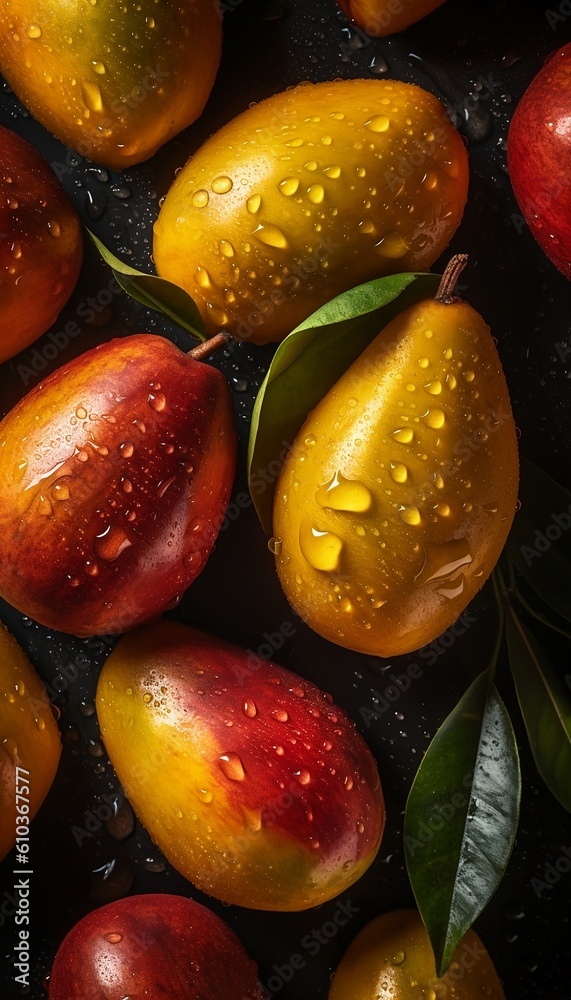 Fresh organic for healthy food and diet mango with water drops. Fresh ...