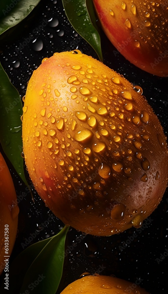 Fresh organic for healthy food and diet mango with water drops. Fresh ...