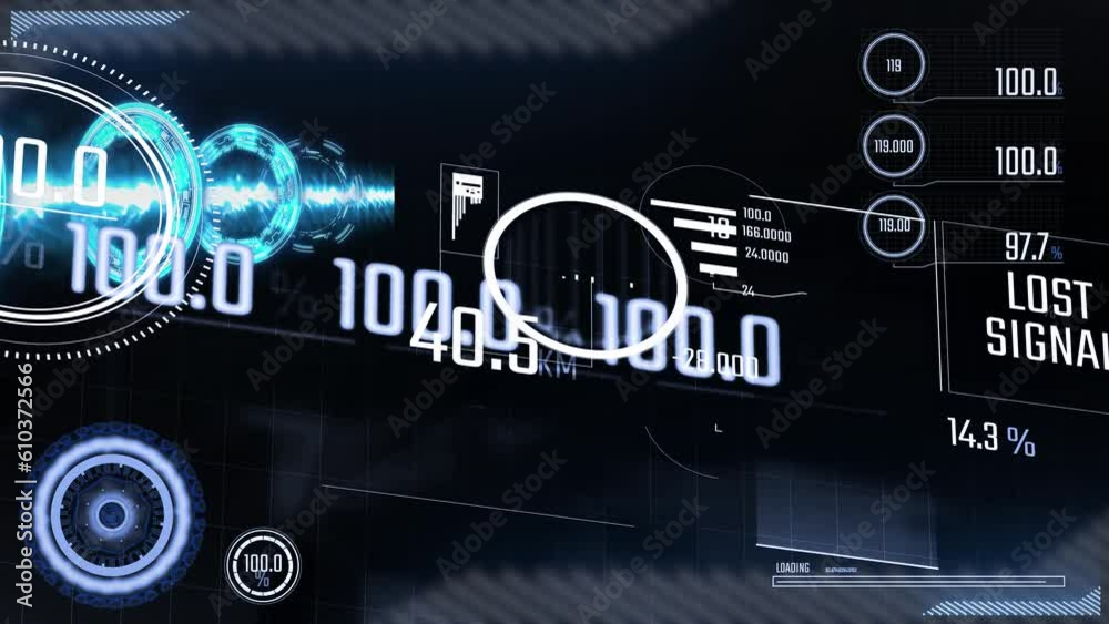 hud scifi animation. User interface motion graphic data analyse with ...