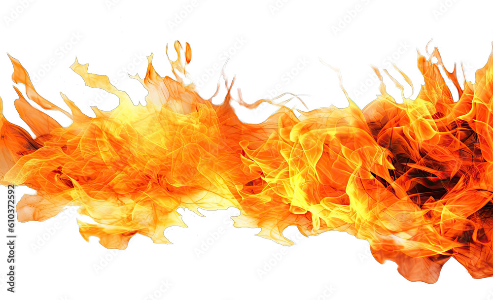 Translucent fire flames and sparks on transparent background. For used ...