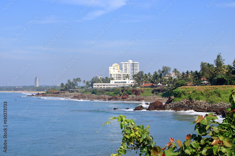 Beautiful tropical landscape seen from the Kannur lighthouse in Kerala ...