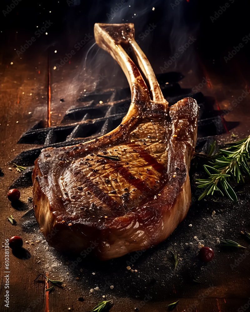 tender and delicious grilled rack of lamb Chops cooked in middle ...