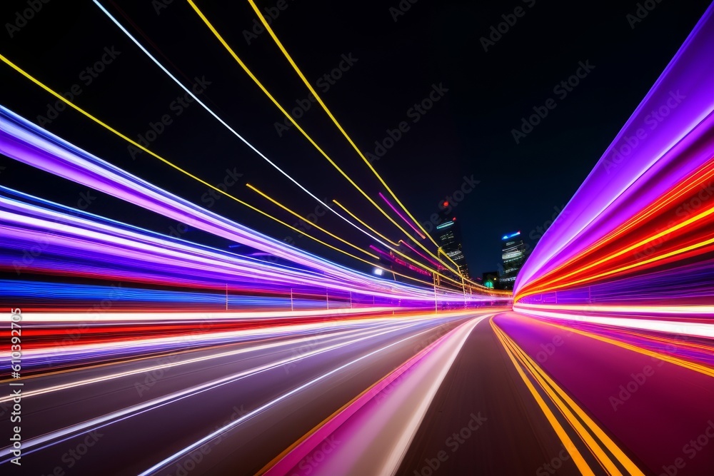 Car motion trails. Speed light streaks background with blurred fast ...