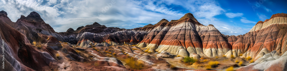 Stunning panoramic landscape of striking geological formation with ...