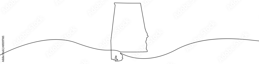 Map of the state of Alabama icon line continuous drawing vector. One ...