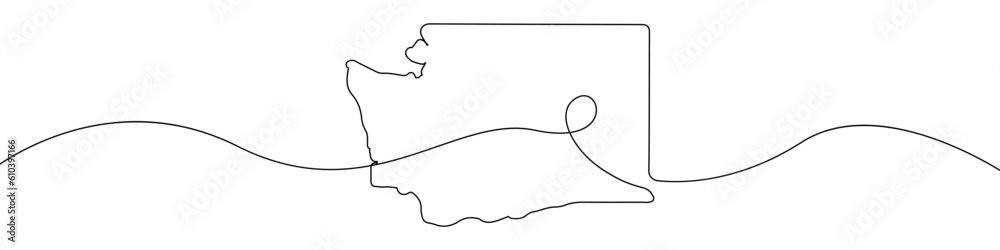 Washington state map icon line continuous drawing vector. One line ...