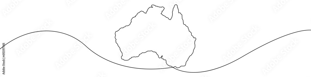 Map of Australia icon line continuous drawing vector. One line Map of ...