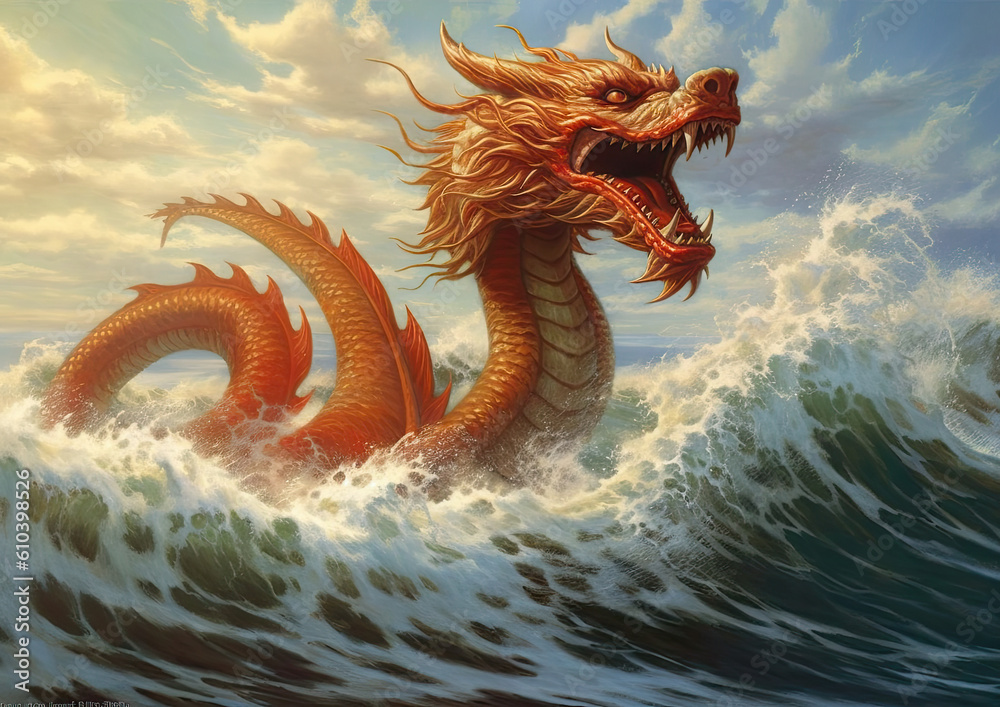 Image of the Red and Gold Chinese Dragon. The symbol of the year 2024 dragon Stock Illustration ...