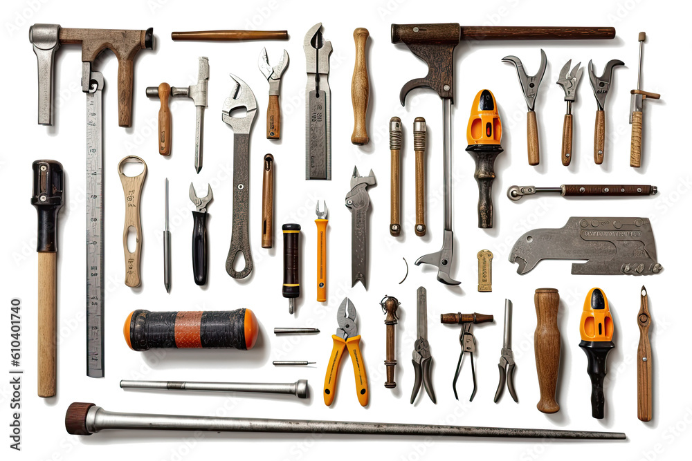 Different hand tools collection set. genrative ai, Transparent ...