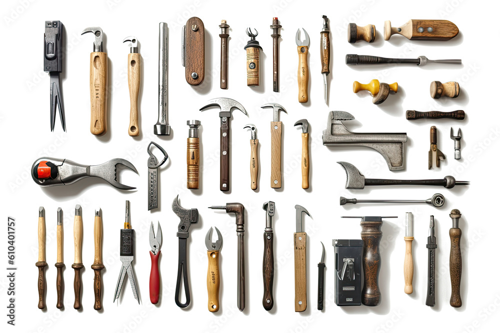 Different hand tools collection set. genrative ai, Transparent background Stock Illustration ...