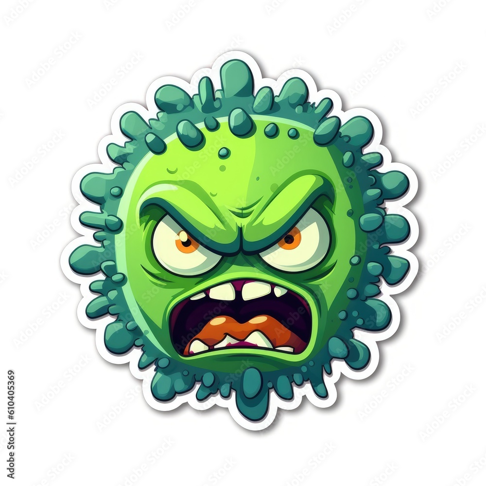 Standalone cartoon germ artwork in a clean and minimalistic setting ...