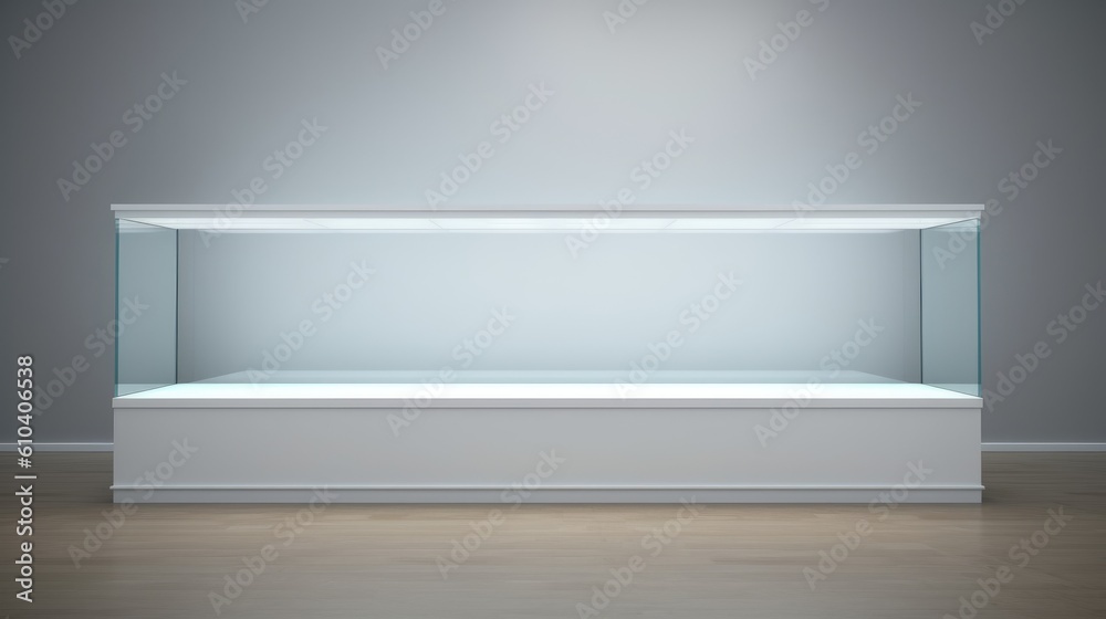 long Empty glass box for display for showcasing products Stock ...