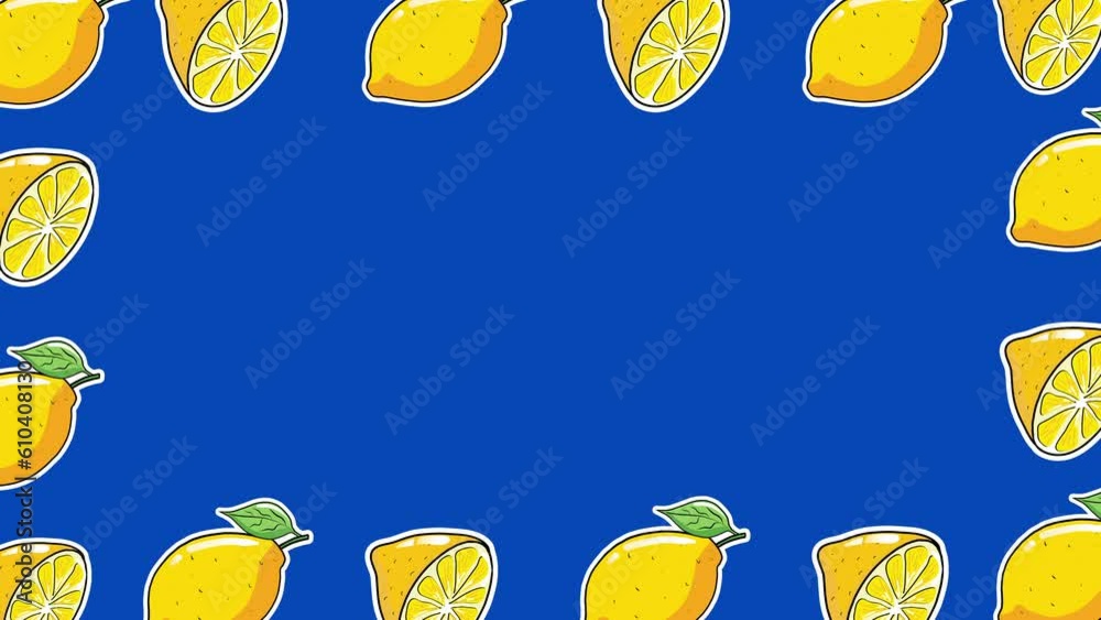 looped Lemon pattern animation on yellow background. 4K Fresh Yellow ...