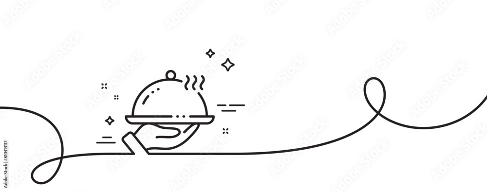 Vektorová grafika „Restaurant food line icon. Continuous one line with ...