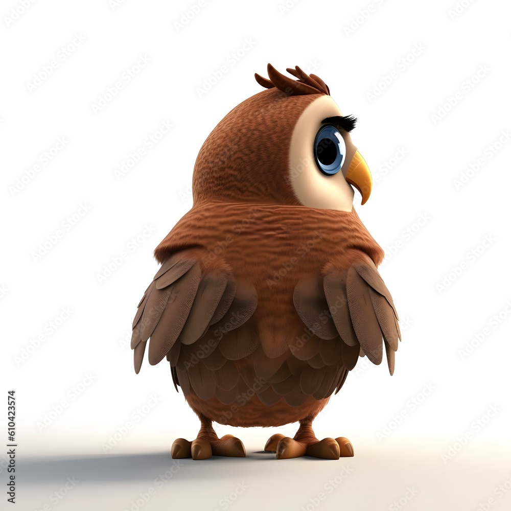 please create pixar style character clipart of an owl dressed like ...